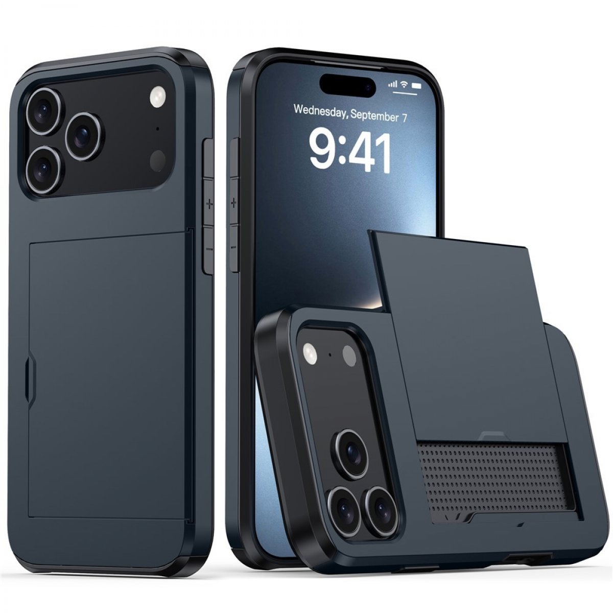 iPhone 17 Pro Kuori Card Slide Sininen | SkalHuset.fi