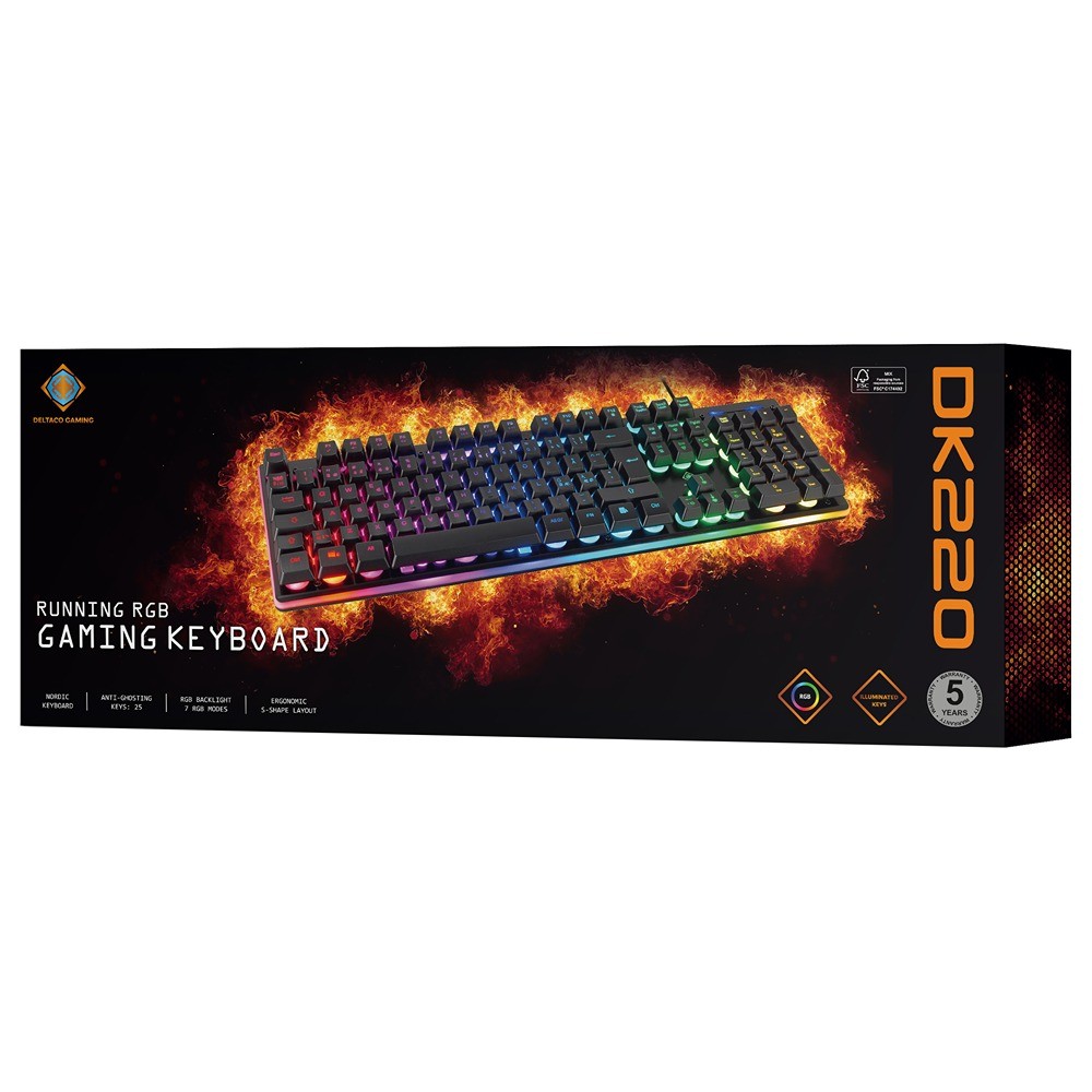 Deltaco Gaming DK220 Gaming Tangentbord Membrane RGB Svart | SkalHuset.se