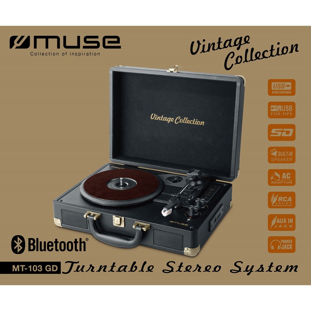 Muse MT-103 GD Turntable Stereo System