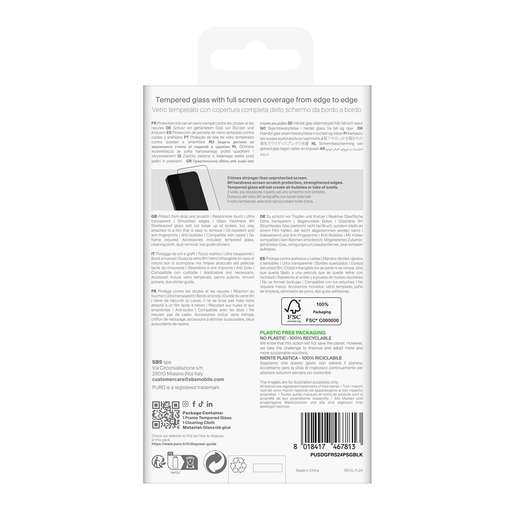 Puro Samsung Galaxy S24 Plus/Galaxy S25 Plus Näytönsuoja Frame Tempered ...