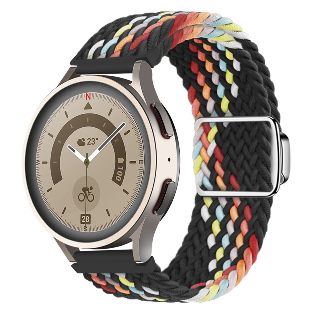 Samsung Galaxy Watch 20mm Armband Flätad Nylon Regnbåge Svart ...